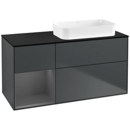 Villeroy & Boch Villeroy und Boch Finion Waschtischunterschrank F682GKHG 120x60,3x50,1cm, Regal links Anthracite matt, Midnight Blue Matt Lacquer