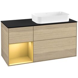 Villeroy & Boch Villeroy und Boch Finion Waschtischunterschrank F682HFPC 120x60,3x50,1cm, Regal links Gold matt, Oak Veneer
