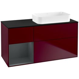 Villeroy & Boch Villeroy und Boch Finion Waschtischunterschrank F682HGHB 120x60,3x50,1cm, Regal links Midnight Blue Matt Lacquer, Peony Matt