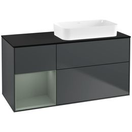 Villeroy & Boch Villeroy und Boch Finion Waschtischunterschrank F682GMHG 120x60,3x50,1cm, Regal links Olive Matt Lacquer, Midnight Blue Matt Lacquer
