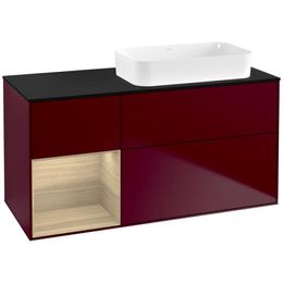 Villeroy & Boch Villeroy und Boch Finion Waschtischunterschrank F682PCHB 120x60,3x50,1cm, Regal links Oak Veneer, Peony Matt