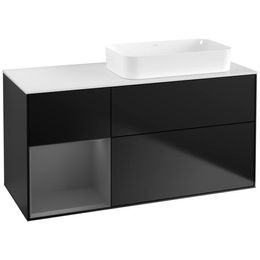 Villeroy & Boch Villeroy und Boch Finion Waschtischunterschrank F681GKPD 120x60,3x50,1cm, Regal links Anthracite matt, Black matt lacquer