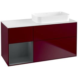 Villeroy & Boch Villeroy und Boch Finion Waschtischunterschrank F681HGHB 120x60,3x50,1cm, Regal links Midnight Blue Matt Lacquer, Peony Matt