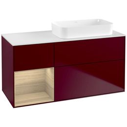Villeroy & Boch Villeroy und Boch Finion Waschtischunterschrank F681PCHB 120x60,3x50,1cm, Regal links Oak Veneer, Peony Matt