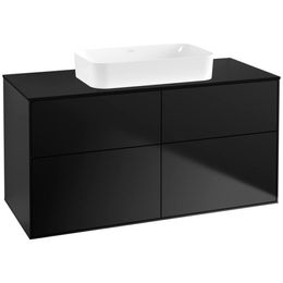 Villeroy & Boch Villeroy und Boch Finion Waschtischunterschrank G67200PD 120x60,3x50,1cm, Glass Black Matt, Black matt lacquer