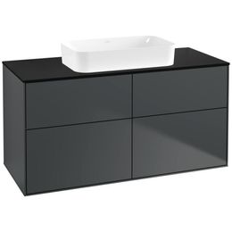 Villeroy & Boch Villeroy und Boch Finion Waschtischunterschrank G67200HG 120x60,3x50,1cm, Glass Black Matt, Midnight Blue Matt Lacquer