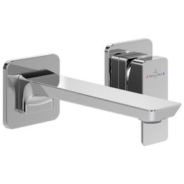 Villeroy & Boch Villeroy und Boch Subway 3.0 Zweiloch-Einhebelwaschtischmischer TVW11200700061 fester Auslauf, ohne Ablaufgarnitur, Wandmontage, chrom