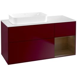 Villeroy & Boch Villeroy und Boch Finion Waschtischunterschrank F691GNHB 120x60,3x50,1cm, Regal rechts Walnut veneer, Peony Matt