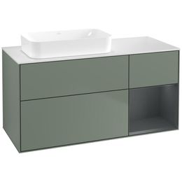 Villeroy & Boch Villeroy und Boch Finion Waschtischunterschrank F691HGGM 120x60,3x50,1cm, Regal rechts Midnight Blue Matt Lacquer, Olive Matt Lacquer