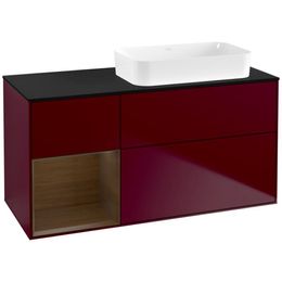 Villeroy & Boch Villeroy und Boch Finion Waschtischunterschrank G682GNHB 120x60,3x50,1cm, Regal links Walnut veneer, Peony Matt
