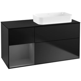 Villeroy & Boch Villeroy und Boch Finion Waschtischunterschrank G682GKPD 120x60,3x50,1cm, Regal links Anthracite matt, Black matt lacquer
