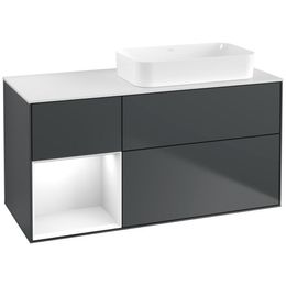 Villeroy & Boch Villeroy und Boch Finion Waschtischunterschrank G681GFHG 120x60,3x50,1cm, Regal links Glossy white lacquer, Midnight Blue Matt Lacquer
