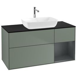 Villeroy & Boch Villeroy und Boch Finion Waschtischunterschrank G832HGGM 120cm, Abdeckplatte black matt, Emotion, Regale Midnight matt lacquer, Olive Matt Lacquer