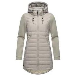Langjacke Ragwear "Sandrra Long", Damen, Gr. S (36), wei&szlig; (bone), Obermaterial: 100% Polyester. Futter: 100% Polyester. Wattierung: 100% Polyester, figurumspielend Po-bedeckend, &Auml;rmel ohne &Auml;rmelschlitz abgestepptes B&uuml;ndchen, Jacken Langjacke, Steppjacke aus modernem Materialmix mit Kapuze