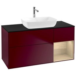 Villeroy & Boch Villeroy und Boch Finion Waschtischunterschrank G832PCHB 120cm, Abdeckplatte black matt, Emotion, Regale Oak Veneer, Peony Matt