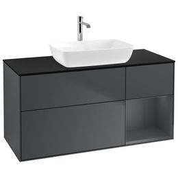 Villeroy & Boch Villeroy und Boch Finion Waschtischunterschrank G832HGHG 120cm, Abdeckplatte black matt, Emotion, Regale Midnight matt lacquer, Midnight Blue Matt Lacquer