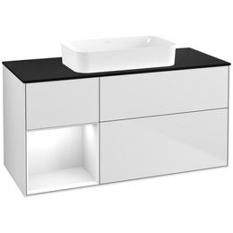 Villeroy & Boch Villeroy und Boch Finion Waschtischunterschrank G702GFMT 120x60,3x50,1cm, Regal rechts Glossy white lacquer, White matt lacquer