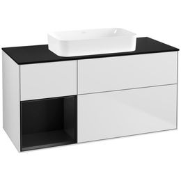 Villeroy & Boch Villeroy und Boch Finion Waschtischunterschrank G702PDMT 120x60,3x50,1cm, Regal rechts Black matt lacquer, White matt lacquer