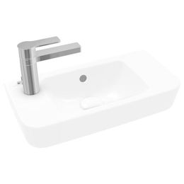 Villeroy & Boch Villeroy und Boch O.novo Handwaschbecken 4342L5T2 50x25cm, Hahnloch links durch-, rechts vorgestochen, &Uuml;berlauf, wei&szlig; AntiBac C-plus