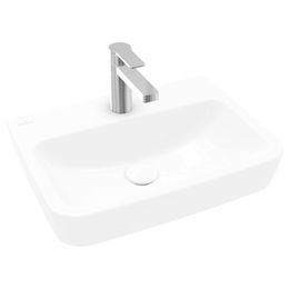 Villeroy & Boch Villeroy und Boch O.novo Handwaschbecken 434451T2 50x37cm, eckig, mit Hahnloch, ohne &Uuml;berlauf, wei&szlig; AntiBac C-plus