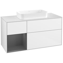 Villeroy & Boch Villeroy und Boch Finion Waschtischunterschrank G701GKGF 120x60,3x50,1cm, Regal rechts Anthracite matt, Glossy white lacquer