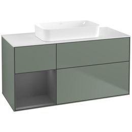 Villeroy & Boch Villeroy und Boch Finion Waschtischunterschrank G701GKGM 120x60,3x50,1cm, Regal rechts Anthracite matt, Olive Matt Lacquer