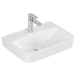 Villeroy & Boch Villeroy und Boch O.novo Handwaschbecken 43445001 50x37cm, eckig, mit Hahnloch, mit &Uuml;berlauf, wei&szlig;