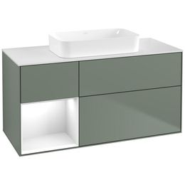 Villeroy & Boch Villeroy und Boch Finion Waschtischunterschrank F701GFGM 120x60,3x50,1cm, Regal links Glossy white lacquer, Olive Matt Lacquer