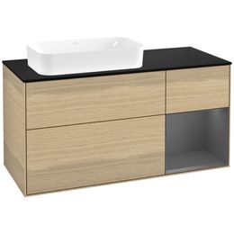 Villeroy & Boch Villeroy und Boch Finion Waschtischunterschrank G692GKPC 120x60,3x50,1cm, Regal rechts Anthracite matt, Oak Veneer