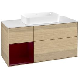 Villeroy & Boch Villeroy und Boch Finion Waschtischunterschrank F701HBPC 120x60,3x50,1cm, Regal links Peony, Oak Veneer