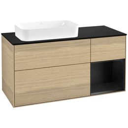 Villeroy & Boch Villeroy und Boch Finion Waschtischunterschrank G692PDPC 120x60,3x50,1cm, Regal rechts Black matt lacquer, Oak Veneer