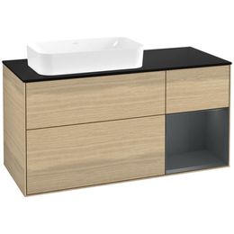 Villeroy & Boch Villeroy und Boch Finion Waschtischunterschrank G692HGPC 120x60,3x50,1cm, Regal rechts Midnight Blue Matt Lacquer, Oak Veneer