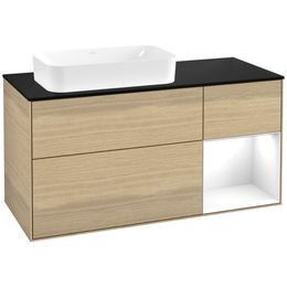 Villeroy & Boch Villeroy und Boch Finion Waschtischunterschrank F692GFPC 120x60,3x50,1cm, Regal rechts Glossy white lacquer, Oak Veneer