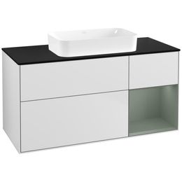 Villeroy & Boch Villeroy und Boch Finion Waschtischunterschrank G712GMMT 120x60,3x50,1cm, Regal rechts Olive Matt Lacquer, White matt lacquer