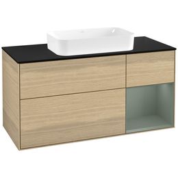 Villeroy & Boch Villeroy und Boch Finion Waschtischunterschrank G712GMPC 120x60,3x50,1cm, Regal rechts Olive Matt Lacquer, Oak Veneer