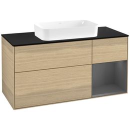 Villeroy & Boch Villeroy und Boch Finion Waschtischunterschrank G712GKPC 120x60,3x50,1cm, Regal rechts Anthracite matt, Oak Veneer