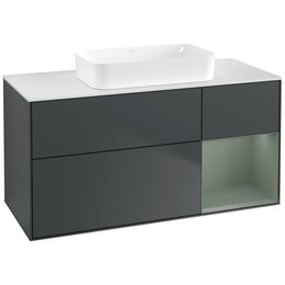 Villeroy & Boch Villeroy und Boch Finion Waschtischunterschrank G711GMHG 120x60,3x50,1cm, Regal rechts Olive Matt Lacquer, Midnight Blue Matt Lacquer
