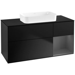 Villeroy & Boch Villeroy und Boch Finion Waschtischunterschrank F712GKPD 120x60,3x50,1cm, Regal rechts Anthracite matt, Black matt lacquer