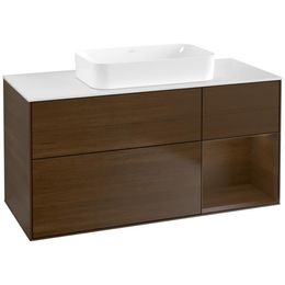 Villeroy & Boch Villeroy und Boch Finion Waschtischunterschrank F711GNGN 120x60,3x50,1cm, Regal rechts Walnut veneer, Walnut veneer