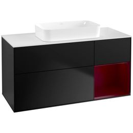 Villeroy & Boch Villeroy und Boch Finion Waschtischunterschrank F711HBPD 120x60,3x50,1cm, Regal rechts Peony, Black matt lacquer
