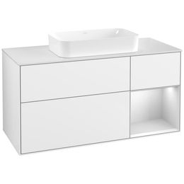 Villeroy & Boch Villeroy und Boch Finion Waschtischunterschrank F711MTGF 120x60,3x50,1cm, Regal rechts White matt lacquer, Glossy white lacquer
