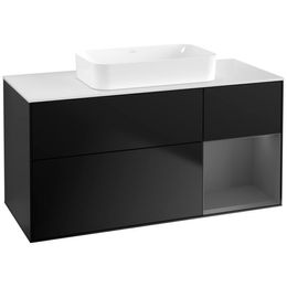 Villeroy & Boch Villeroy und Boch Finion Waschtischunterschrank F711GKPD 120x60,3x50,1cm, Regal rechts Anthracite matt, Black matt lacquer