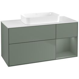 Villeroy & Boch Villeroy und Boch Finion Waschtischunterschrank F711GMGM 120x60,3x50,1cm, Regal rechts Olive Matt Lacquer, Olive Matt Lacquer