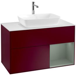 Villeroy & Boch Villeroy und Boch Finion Waschtischunterschrank F781GMHB 100cm, Abdeckplatte white matt, Regale Olive matt lacquer, Peony Matt
