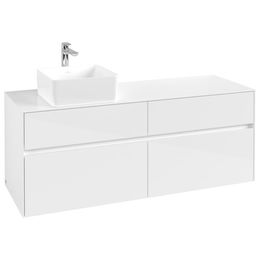 Villeroy & Boch Villeroy und Boch Collaro Waschtischunterschrank C04600DH 140 x 54,8 x 50 cm, Waschtisch links, Glossy White