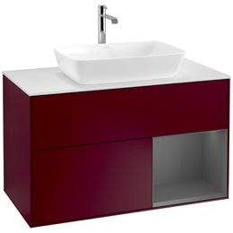 Villeroy & Boch Villeroy und Boch Finion Waschtischunterschrank F781GKHB 100cm, Abdeckplatte white matt, Regale Anthracite matt lacquer, Peony Matt