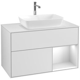 Villeroy & Boch Villeroy und Boch Finion Waschtischunterschrank F781MTMT 100cm, Abdeckplatte white matt, Regale White matt lacquer, White matt lacquer