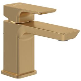 Villeroy & Boch Villeroy und Boch Subway 3.0 Einhebel-Waschtischarmatur TVW11200100076 mit Zugstangen-Ablaufgarnitur, brushed gold