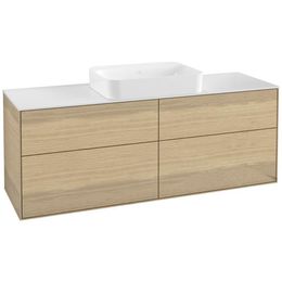 Villeroy & Boch Villeroy und Boch Finion Waschtischunterschrank G73100PC 160x60,3x50,1cm, Glass White Matt, Oak Veneer