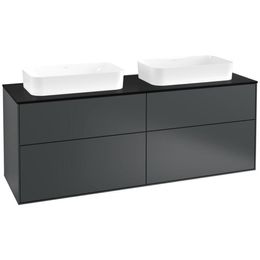 Villeroy & Boch Villeroy und Boch Finion Waschtischunterschrank F72200HG 160x60,3x50,1cm, Glass Black Matt, Midnight Blue Matt Lacquer